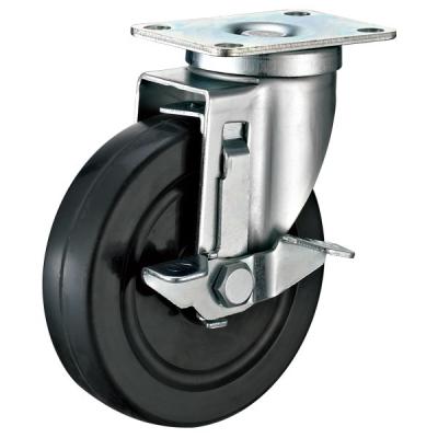 China Black Industrial Locking Casters / Hard Rubber Industrial Strength Casters for sale