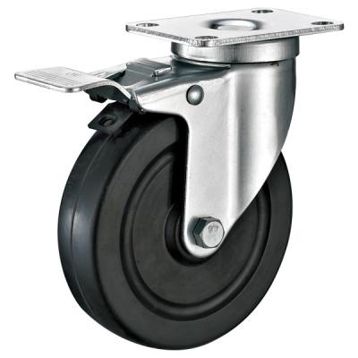 China Hard Rubber Industrial Trolley Wheels / Black Industrial Steel Casters for sale