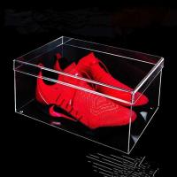 China Pmma Plexiglass Acrylic Shoe Storage Boxes Clear Stackable Crack Resistance Rectangular for sale