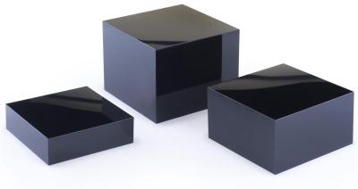China A caixa de exposição acrílica pequena do cubo inferior oco ajustou-se de 3 montantes do aninhamento à venda