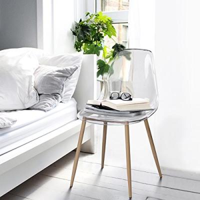 中国 OEM ODMのゆとりのアクリルの幻影の椅子、Eamesは金属の足を搭載するプラスチック椅子のスタイルを作る 販売のため