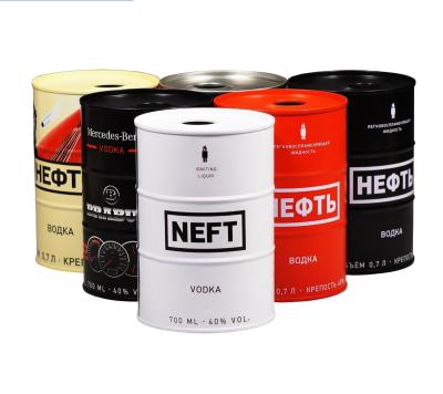 China Factory Supply Customized High Quality Empty 700ml Round Vodka Packaging Red Metal Wine Tin Can With Plastic Lid for sale