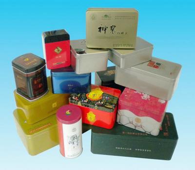 China 4 Color Tea Tin Boxes Double Lid 500g Small Square Tin Box for sale