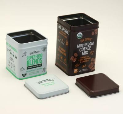China Square Customized Tea Coffee Tin Canister Eco Friendly Packaging Tin Box With Screw on Lid for sale