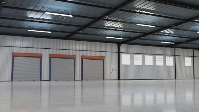 Steel structure warehouse close-up