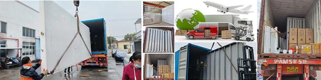 Packaged container home components ready for shipping