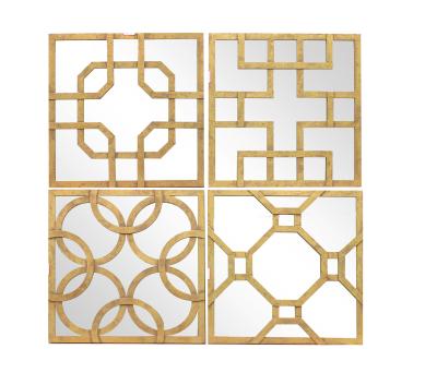 China gorgeous wall mirror 4pcs  set with metal frame square shape 18