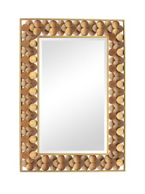China rectangular wall mirror metal frame 3cm bevelling in gold finish for sale