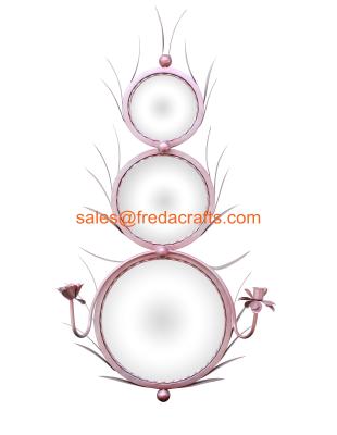 China Decorative wall decor convex mirror mixed with candle holder pink finish home decor for sale