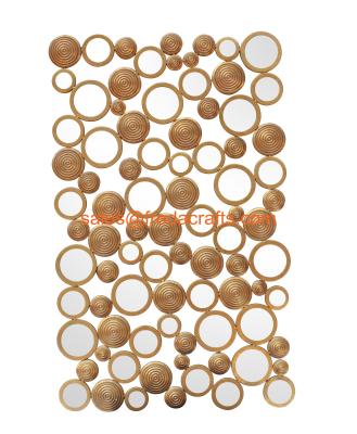 China Hot Sell Rectangle Wall Art With Circles and Mirrors Gold Finish 22
