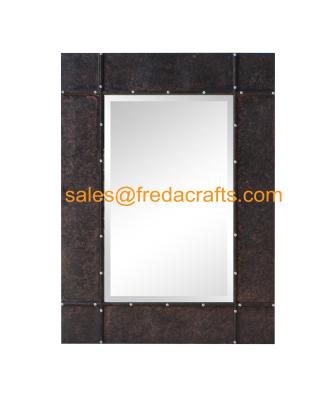 China Wholesale customerized rectangle metal frame wall mirror bevelled mirror for home or hotel decoration for sale