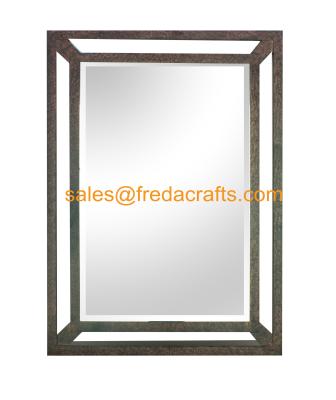 China Nice Deisgn Antique Decorative Wall Mirror With Metal Frame Gold Color Finish Customerized Size for sale