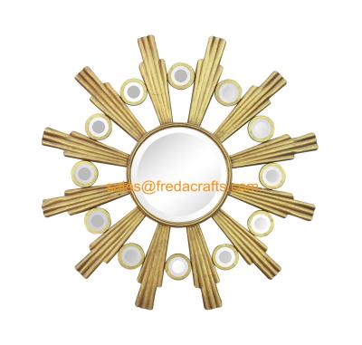 China Factory Direct Price Elegant Design Decorative Wall Mirror In Antique Gold Finish For Living Room Decoration for sale