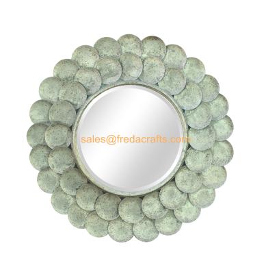 China Round Metal Mirror with Antique Green Finish customized design Wall Mirrors Hotsale for sale