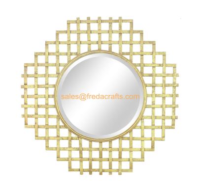 China Factory Direct Price Metal Decoration Mirror Mesh Design Customerized Color Gold leaf Mirror for sale
