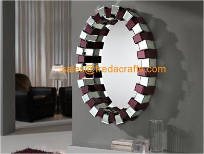 China Round Purple and Silver Bevelled Glass Salon Hotel Wall Mirror/Wall Decor/Venetina Mirror Hot Sale for sale