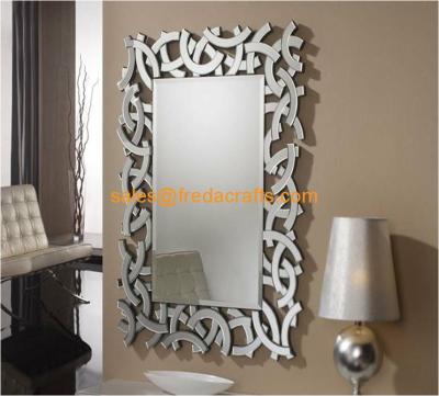China Factory Direct Price Fancy Bevelled Rectangular Wall Mirror with Binding Frame, Romantic Mirror for Home for sale