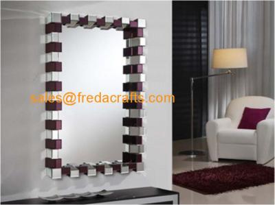 China Rectangular Contemporary Style Silver and Purple 3D Frame Wall Mirror/Decorative Colored Wall Mirror For Salon for sale