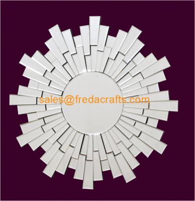 China Best Seller Simple Design Round Sunburst Popular Decorative Glass Wall Mirror Hotel /Salon Mirror for sale