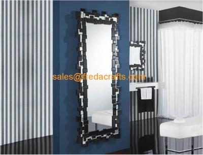 China Elegant Design Silver and Black Mixed Rectangular Wall Mirror living room wall mirror hotsale for sale