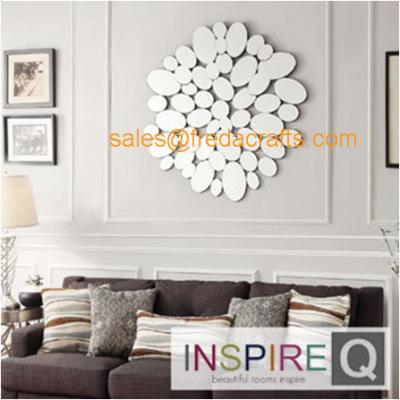 China Factory Direct Price Popular style Funny and Special Designed Glass Pebbles Wall Decor Mirror For Living Room for sale