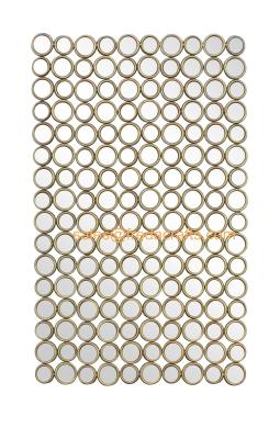 China Zhejiang Factory Gold Finish Circles Design Hanging Wall Mirror Metal Frame Mirror for sale