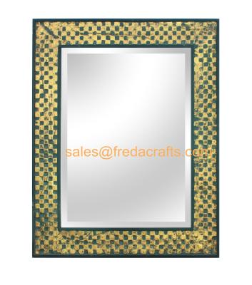 China FR-16045 High Quality  Grid Design Decorated Rectangular Sitting Living Room Wall Hanging Mirror for sale