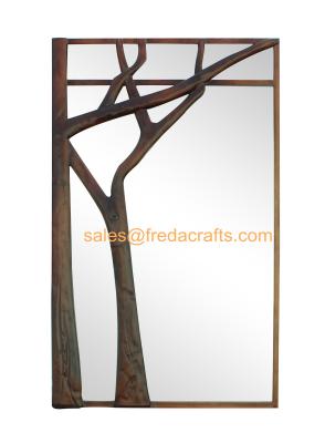 China Factory Direct Price High Quality  Resin Tree Design Large Retangular Decorative Metal Frame Wall Mirror for sale