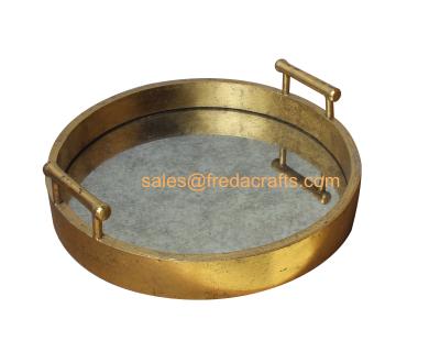 China China Factory  Antique gold color metal framed decorative mirror tray for hotel and home decoration for sale
