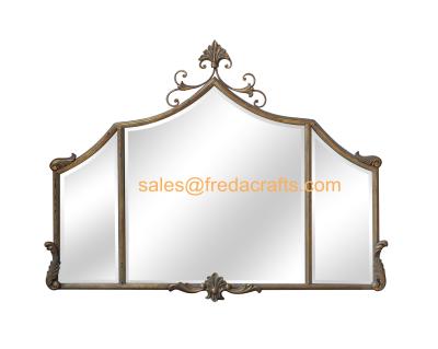 China Direct Factory Price New Design Resin Flower Decorated Metal Frame Large Wall Mirror for sale