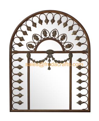 China Arch Shape Design Resin Decorated Beautiful Metal Frame Wall Mirror Wall Art for sale