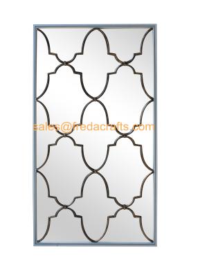 China Direct Factory Price Nice Design Rectangle Wall Mirror With Metal Decorative Antique Gold Wall Mirror for sale