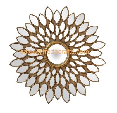 China China Factory Beautiful Sunflower Design MDF Framed Wall Hanging Mirror For Living Room Decor for sale