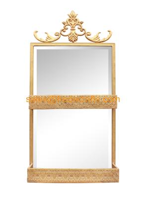 China Popular Gold Leaf Finish Metal Frame Decorated Wall Mirror For Bathroom  Bevelled Wall Mirror for sale