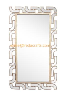 China Zhejiang Supplier Elegant Design Metal Decorated Bevelled Rectangle Wall Mirror for sale