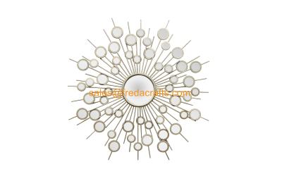 China Top Quality Sunburst Metal Frame Round Wall Mirror Convex Wall Hanging Mirror for sale