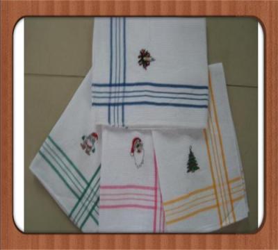 China cotton dish washing cloth OEM embroidery waffle kitchen towel 18*28in for sale