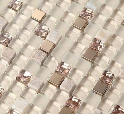 China New Best Selling  Atpalas Sourttain Glass Mix Stone Mosaic Tile AGL7017 for sale