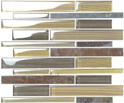 China New Best Selling  Atpalas Sourttain Glass mix Stone  Mosaic Tile AGL7049 for sale