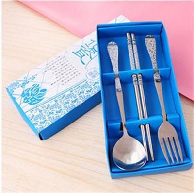 China Stainless Steel Portable Spoon Chopsticks Forks Cutlery Set Student Children Adult Single Two or Three Sets for sale