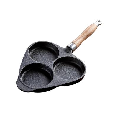 China Household three-hole cast iron omelette pot egg hamburger cake mold non-stick pan for sale