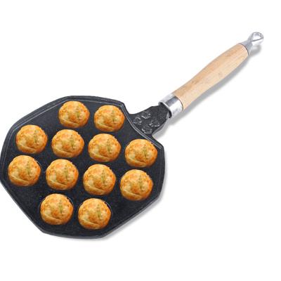 China Cast Iron Octopus Balls Machine Shrimp Egg Grill Plate Roast Tool Non-stick Household Roast Egg Mold for sale