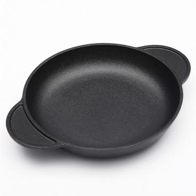 China Round Ear Thickening Cast Iron Pan Old-fashioned Iron Frying Pan Uncoated Household No-smoke Single Small Wok for sale