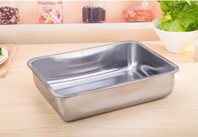China Thickened and deepened Stainless Steel Square Plate Tray  Steamed  Barbecue Plate for sale