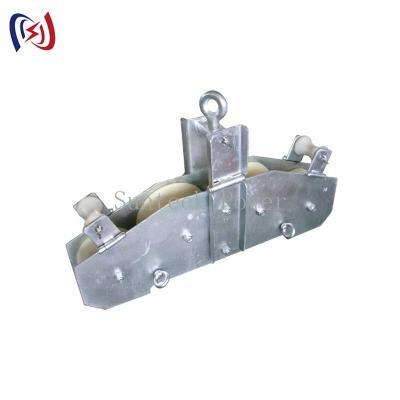China Four Sheaves Combined Fiber Optic Stringing Blocks Rope Pulley Block OPGW Quadrant Block for sale