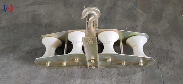 Quality Four Sheaves Combined Fiber Optic Stringing Blocks Rope Pulley Block OPGW for sale