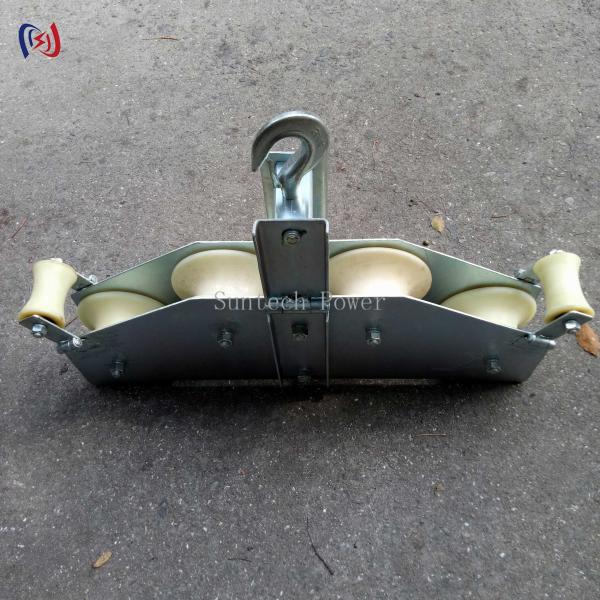 Quality Four Sheaves Combined Fiber Optic Stringing Blocks Rope Pulley Block OPGW for sale