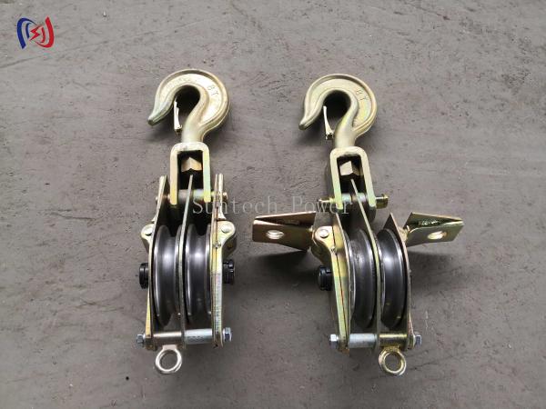 Quality 30-100KN Hoisting Tackle Both Side Opening Dual Sheave Block And Tackle Hoist for sale