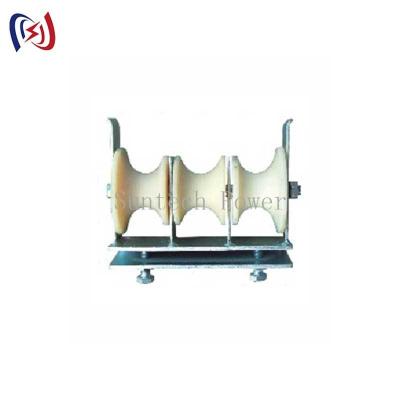 China Three Sheaves Stringing Block with Durable Steel Frame and Low Friction Cable Pulling for Transmission Lines for sale