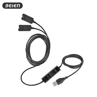 China Call Center Trainer Cable BNQD, Quick Disconnect USB Y-Cable with 2 Mute Switches for Voice Calls Training for sale
